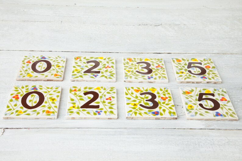 One Ceramic House Number Tile Vintage Floral House Numbers - Etsy