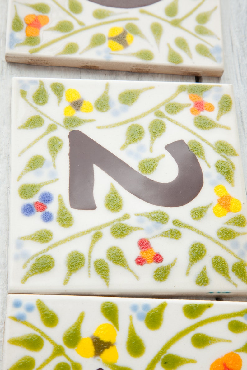 One Ceramic House Number Tile Vintage Floral House Numbers - Etsy