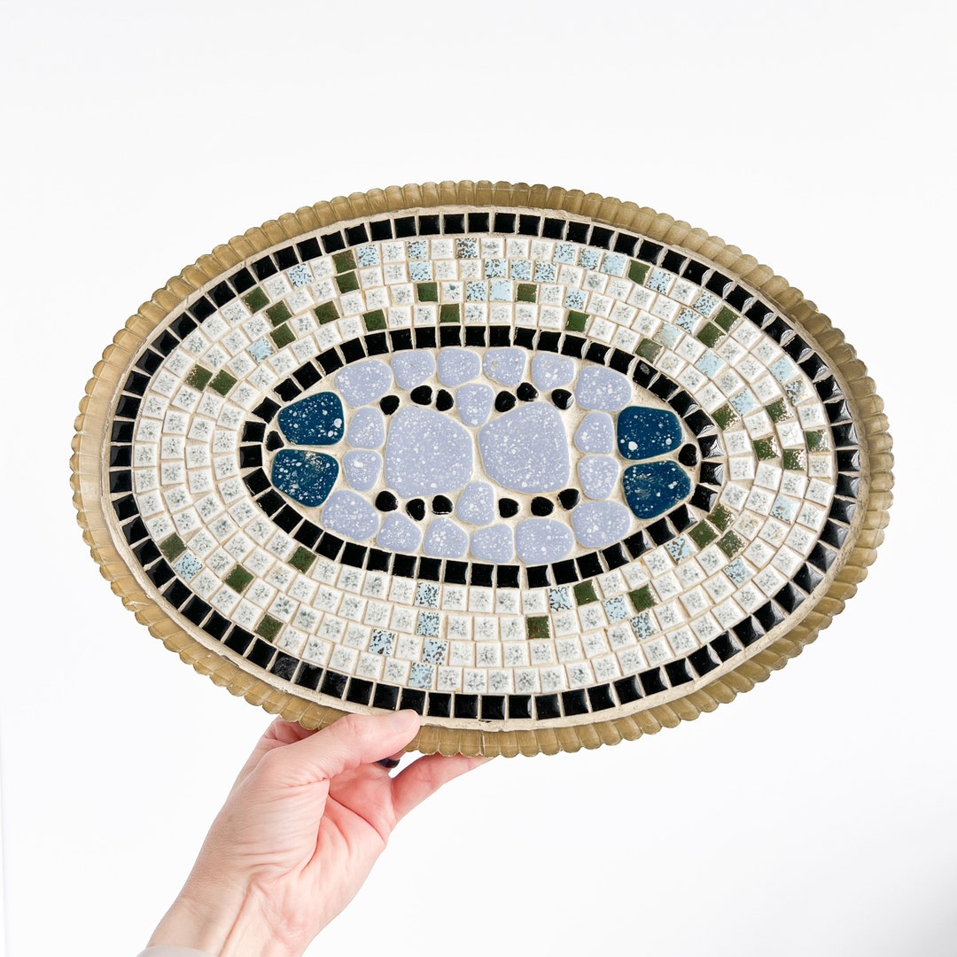 Vintage Mid Century Tile Tray Resin and Mosaic Perfume Tray or Serving ...