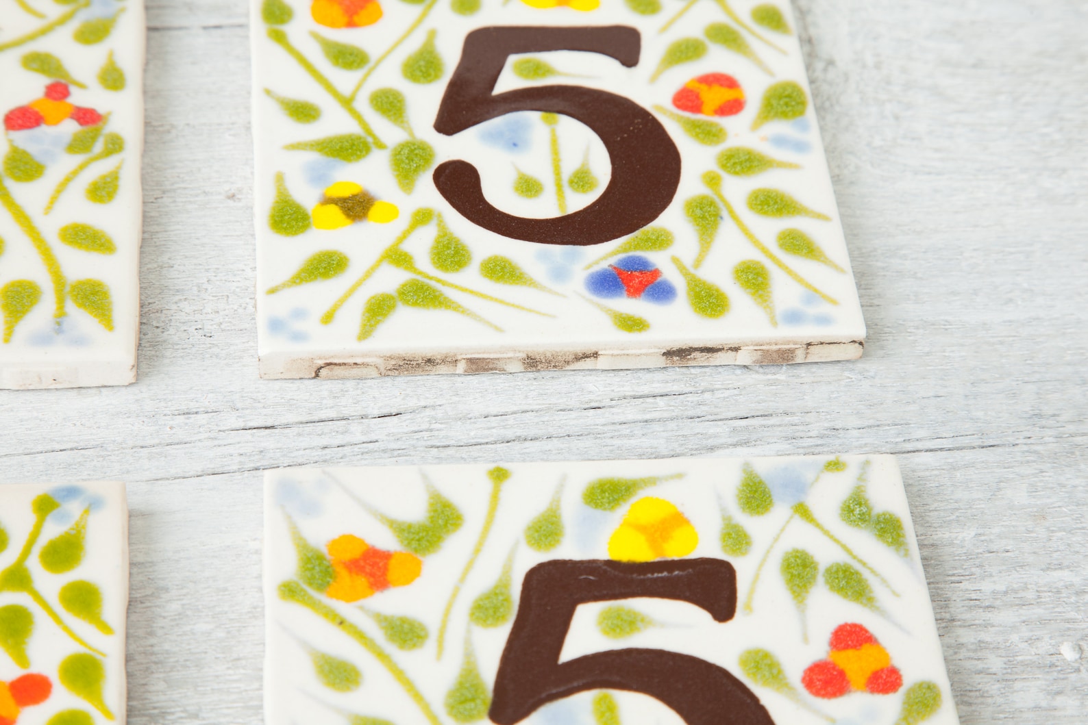 One Ceramic House Number Tile Vintage Floral House Numbers - Etsy