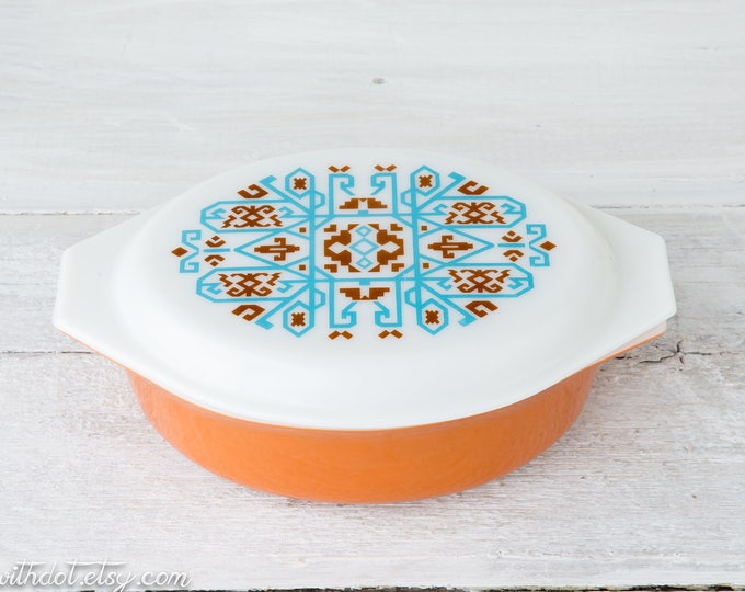 Vintage Southwestern Pyrex Baking Dish - Navajo Pyrex Dish With Cover ...