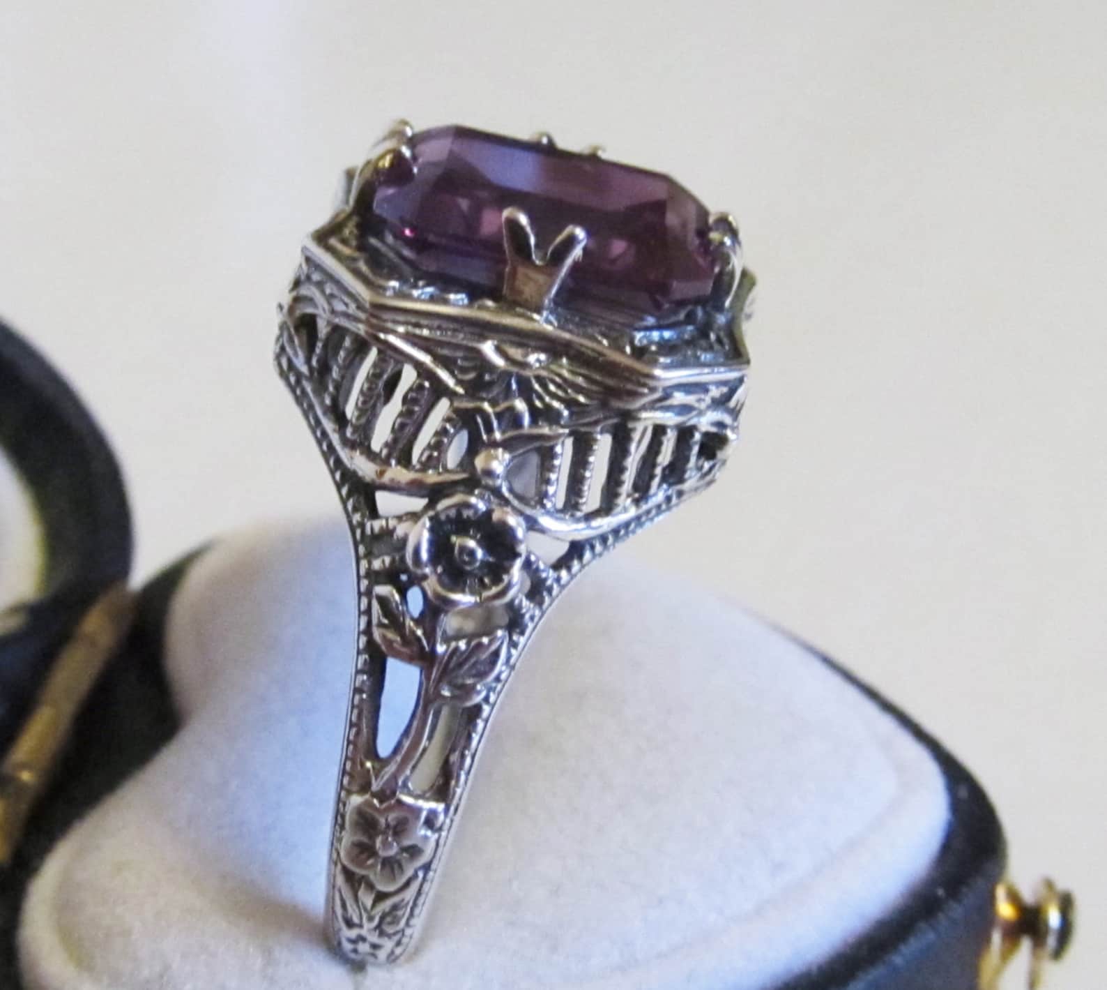 Antique Style Alexandrite Ring Sterling Silver Filigree Sz 6/ - Etsy