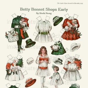 Christmas BETTY BONNET Paper Dolls DIGITAL Bride Doll Xmas Presents ...