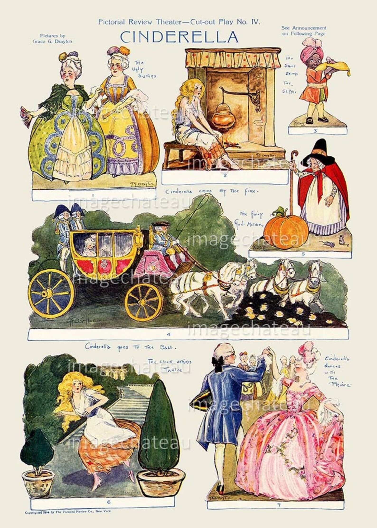 CINDERELLA Cut Outs Digital DOWNLOAD Grace Drayton FAIRY Godmother ...