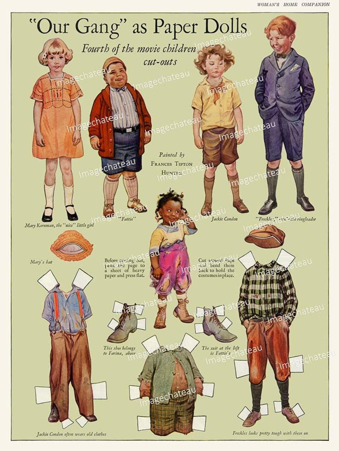 OUR GANG Comedy Paper Dolls Digital DOWNLOAD Craft Image From 1924 Cut ...