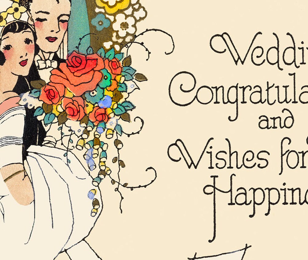 WEDDING CONGRATULATIONS Art Deco Style DIGITAL Download Pretty Bride ...