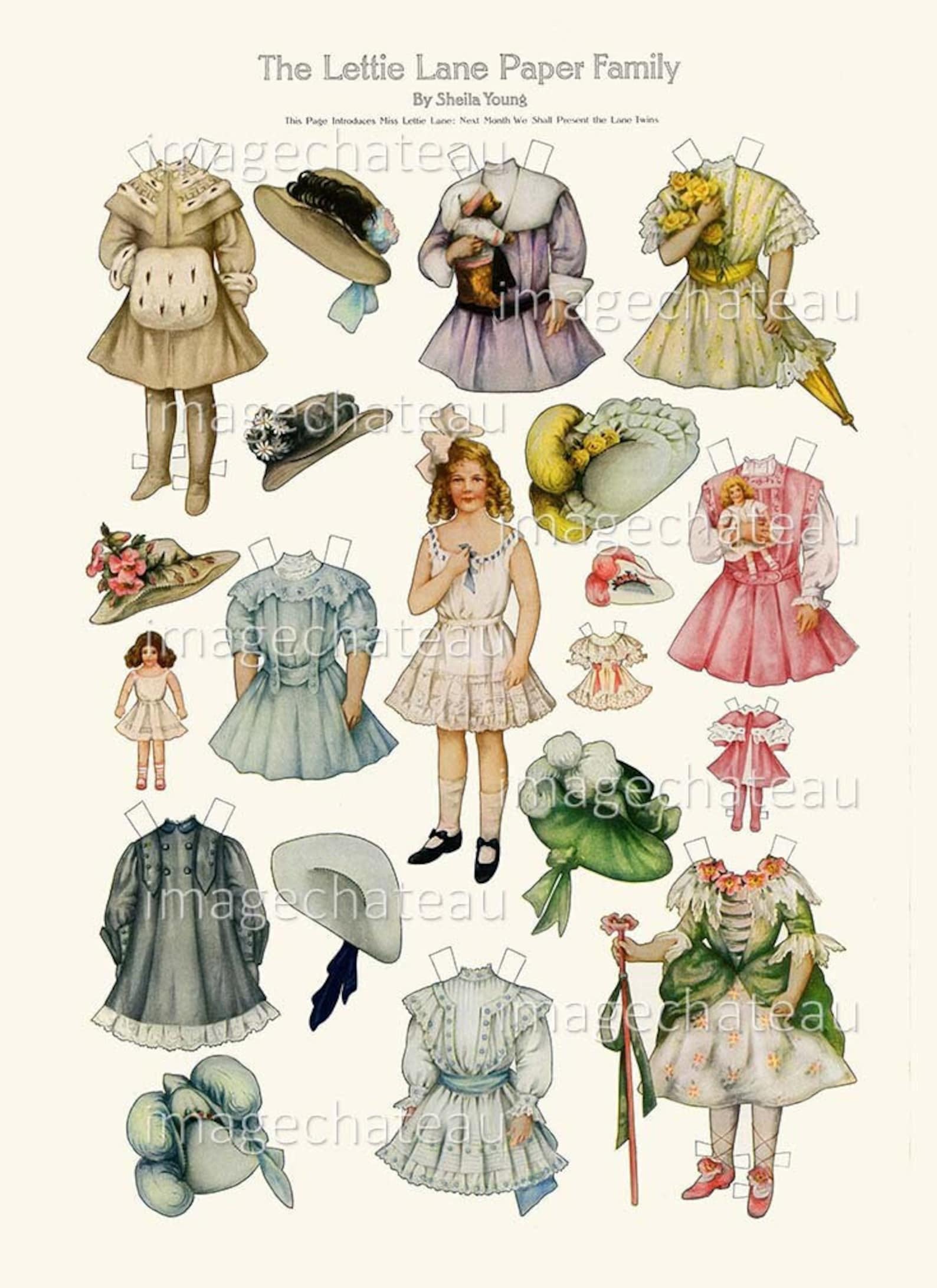 LETTIE LANE Paper Dolls DIGITAL Download Pretty Dresses Hats Dolls ...