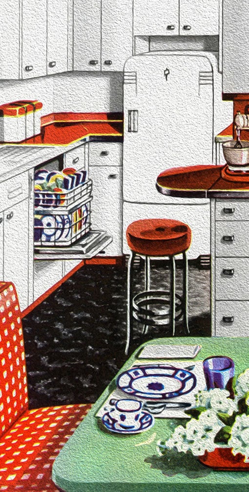 Cheerful Red KITCHEN Mid Century DIGITAL Download American Home Ready ...