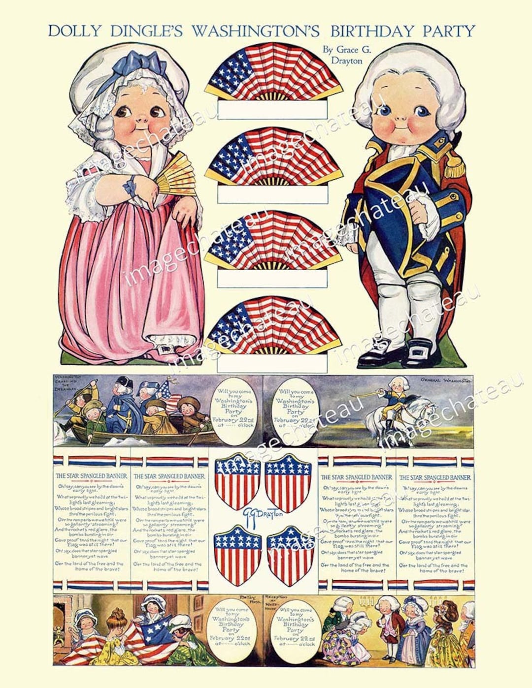DOLLY DINGLE George Martha Washington DIGITAL Download Paper Dolls ...