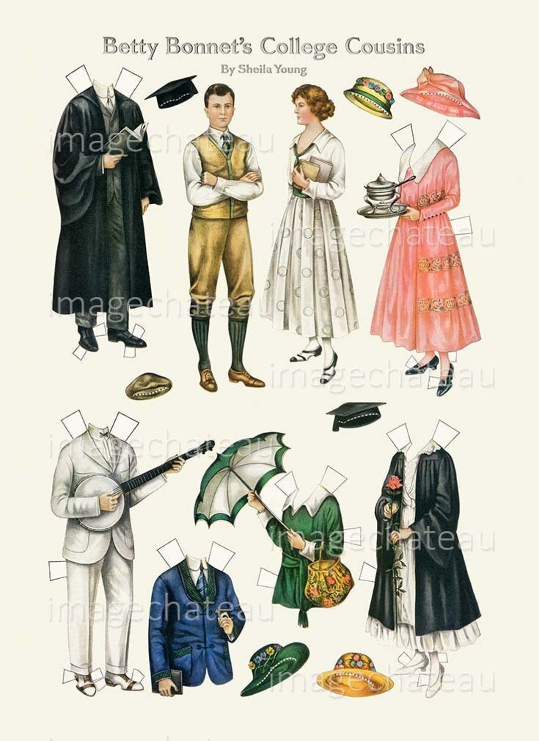 BETTY BONNET College Cousins Paper Dolls DIGITAL Download Graduation ...