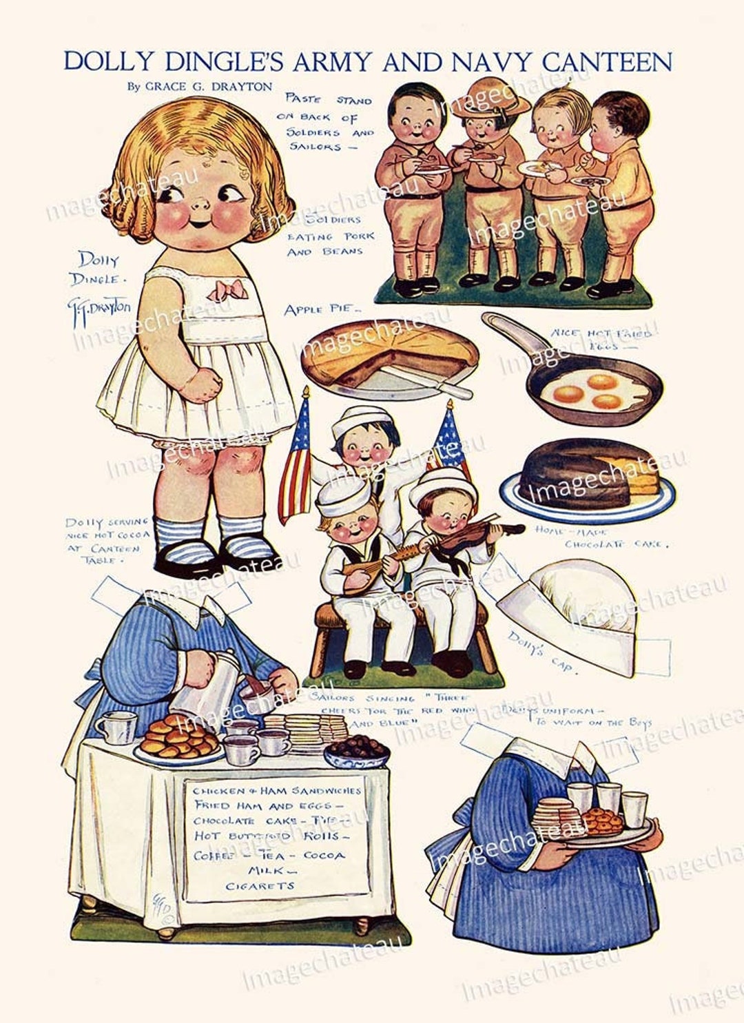 Patriotic DOLLY DINGLE Paper Doll Digital Download WWI Army Navy ...