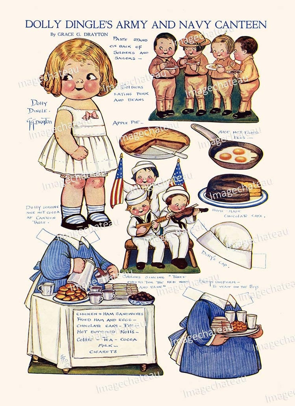 Patriotic DOLLY DINGLE Paper Doll Digital Download WWI Army Navy ...