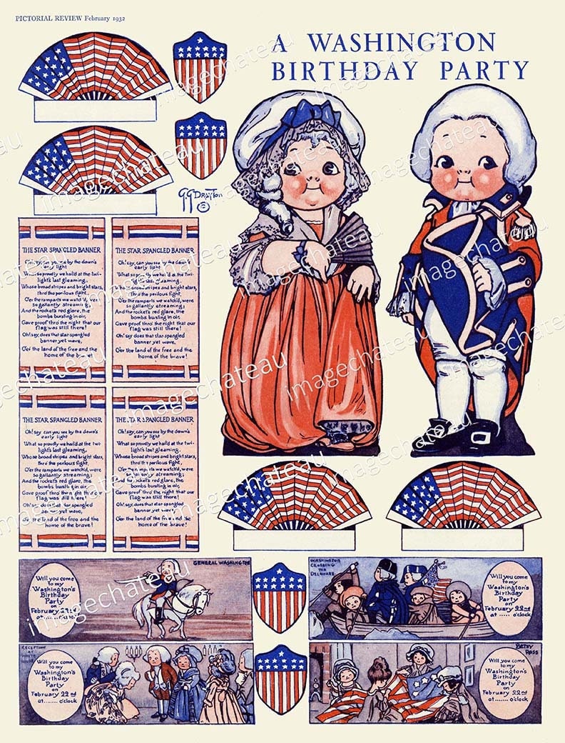 DOLLY DINGLE Patriotic George Martha Washington DIGITAL Download Paper ...