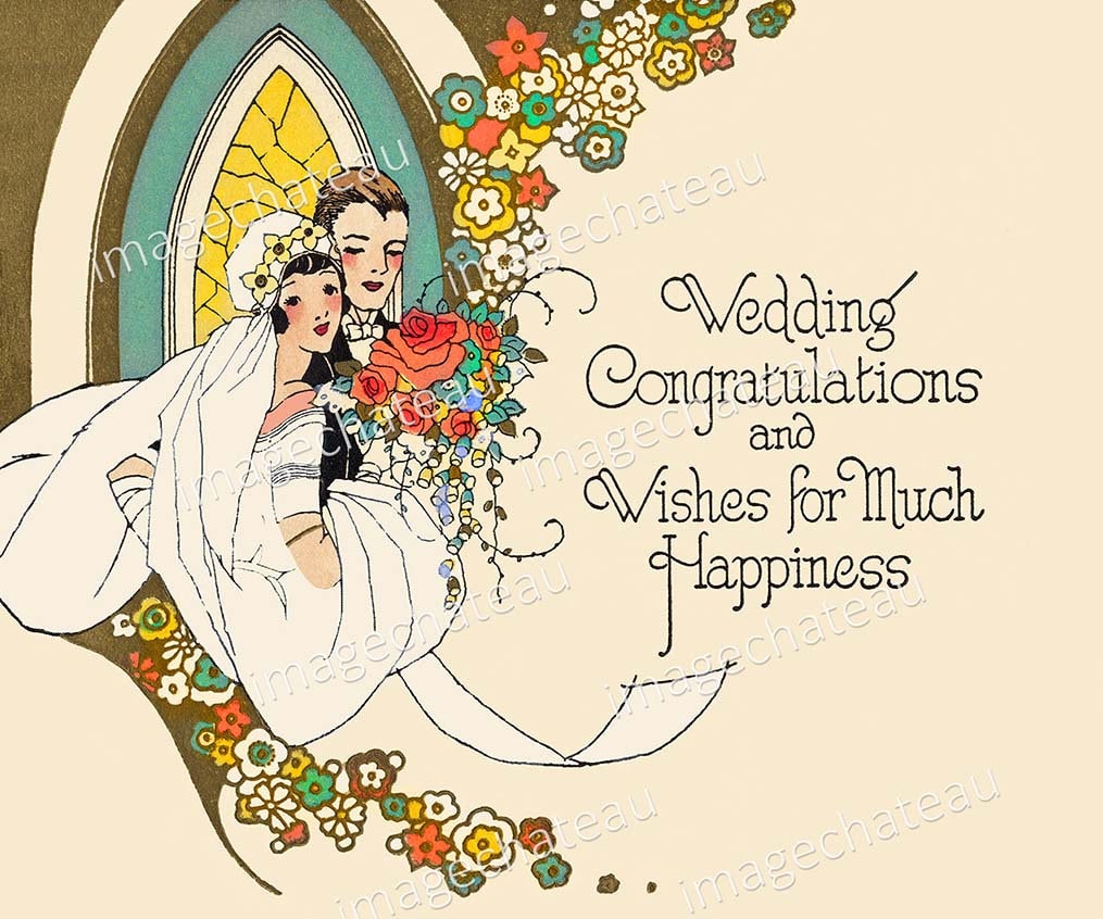 WEDDING CONGRATULATIONS Art Deco Style DIGITAL Download Pretty Bride ...