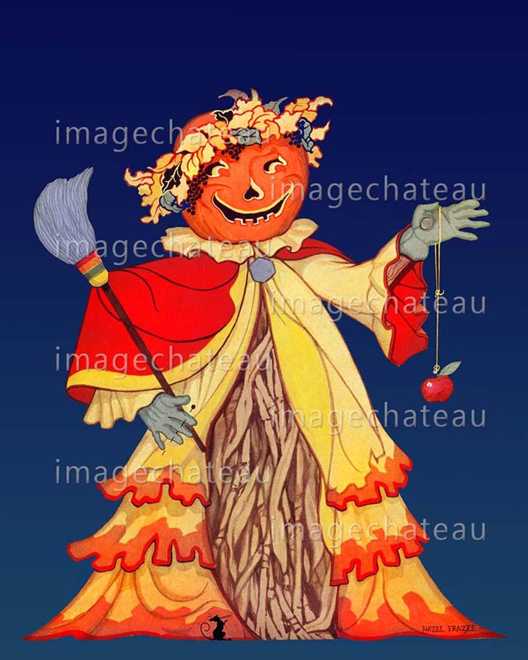 HALLOWEEN Jack O' Lantern Man DIGITAL DOWNLOAD Pumpkin Head Straw Body ...