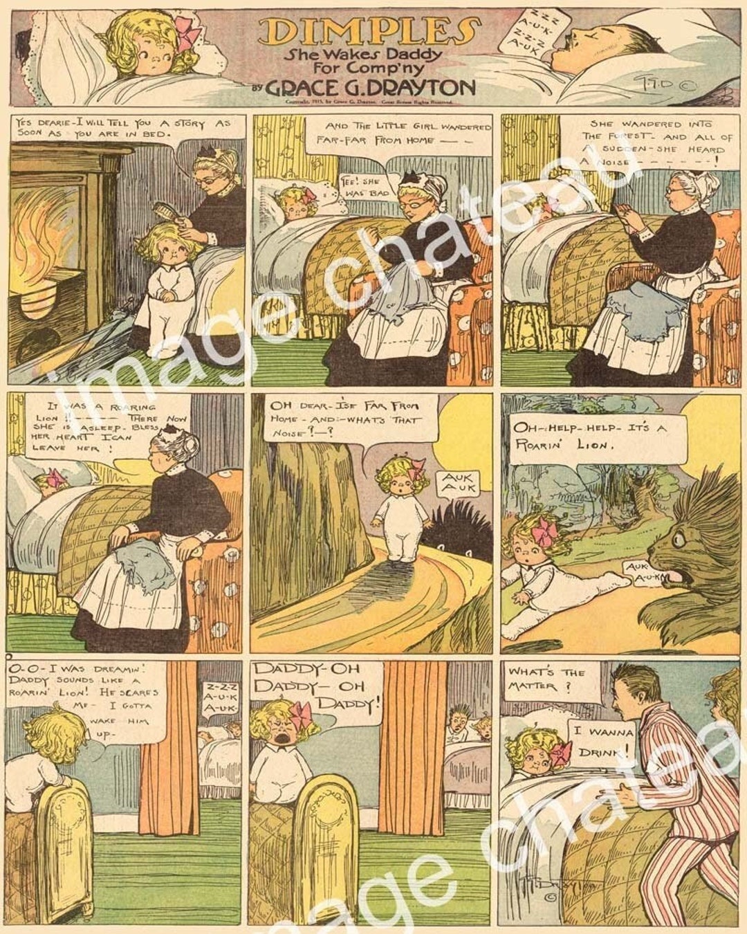 DIMPLES Comic Strip DIGITAL DOWNLOAD Grace Drayton Little Girl ...