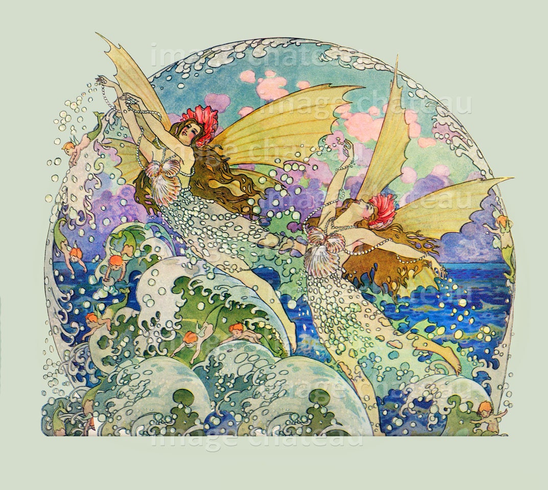 MERMAIDS Sea Sirens Water Sprites Fairies DIGITAL Download Beautiful ...