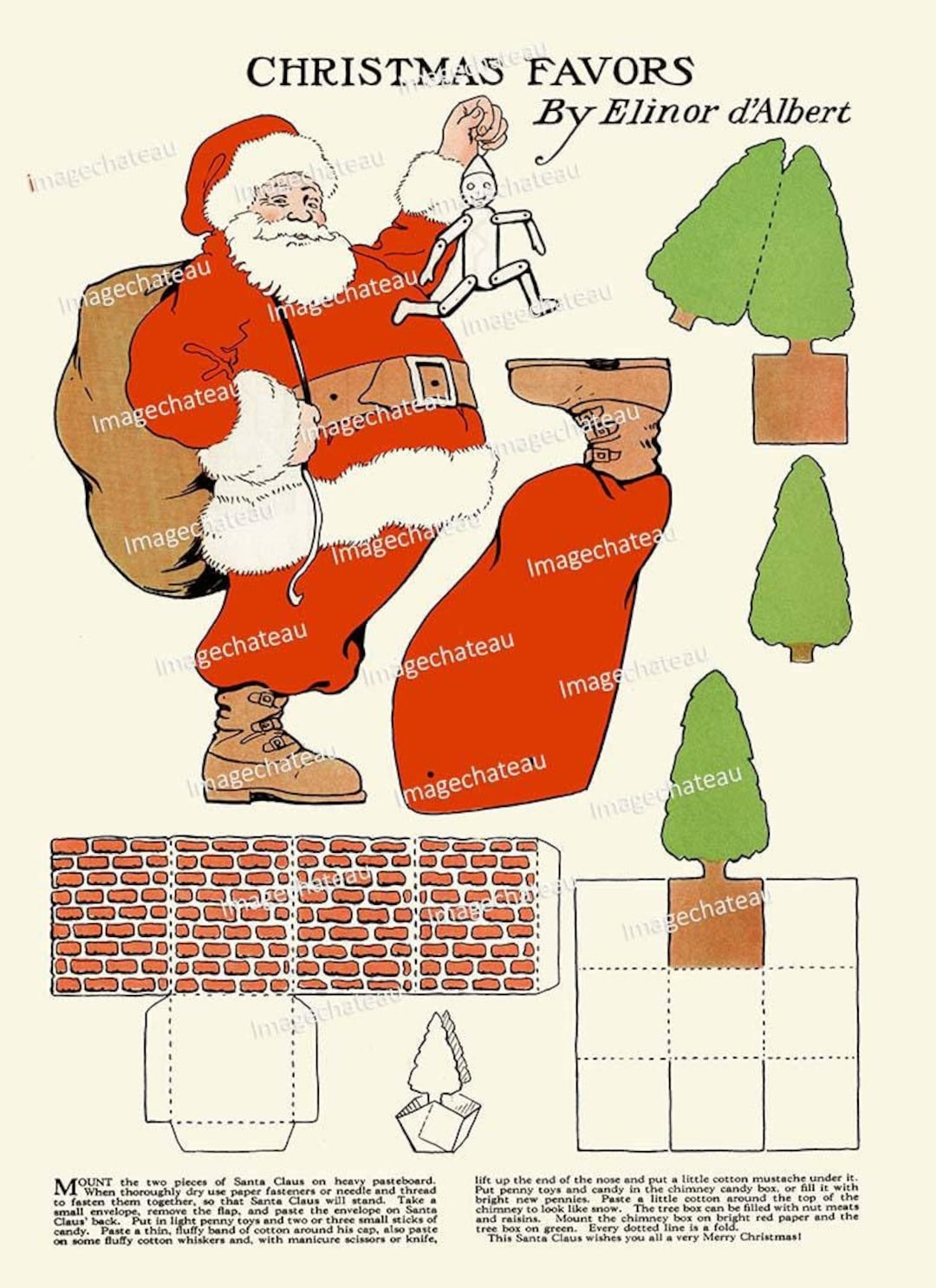 Moveable SANTA CLAUS Paper Toy DIGITAL Download Christmas Favors ...