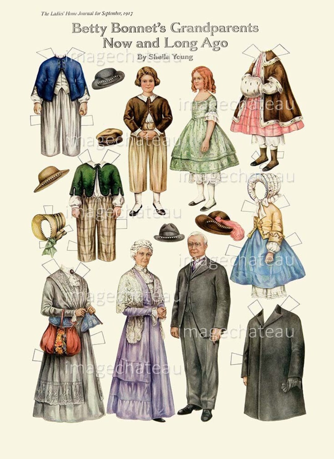 BETTY BONNET Grandparents Paper Dolls DIGITAL Download Young and Old ...