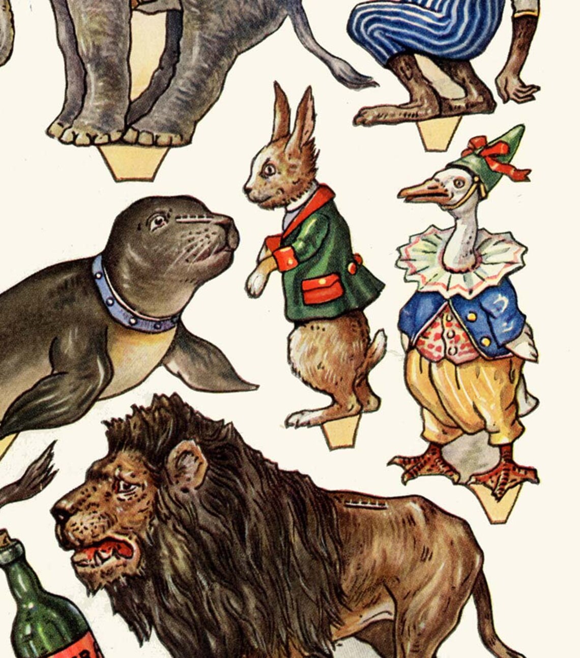 CIRCUS Cut Outs Digital DOWNLOAD Clowns Kangaroo Ostrich Lion Tiger ...