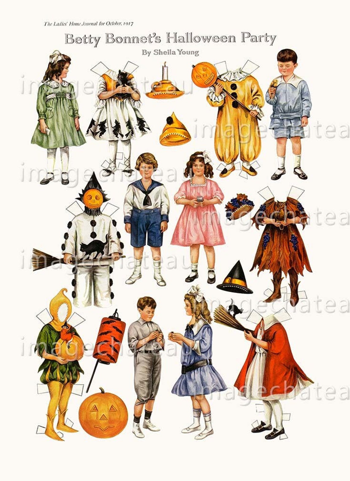 HALLOWEEN Printable Paper Dolls DIGITAL Download Black CAT Costume ...