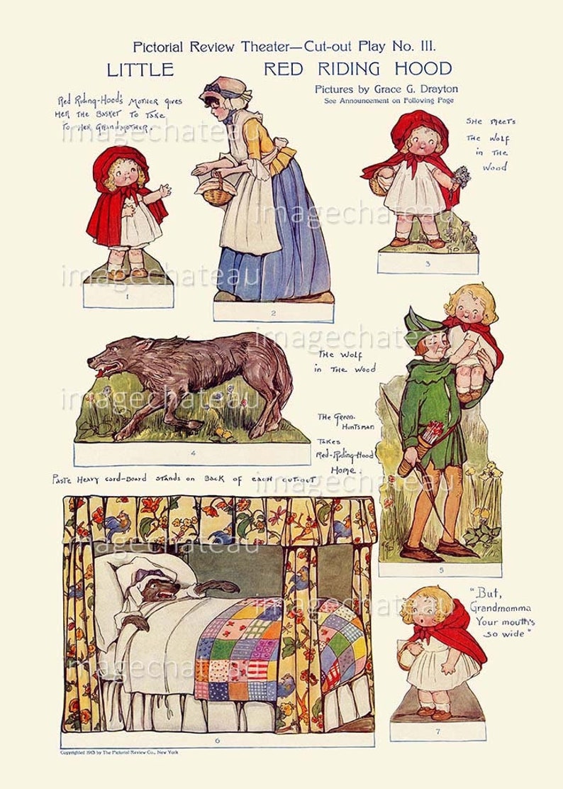 Little Red Riding Hood Cut Outs DIGITAL Download Grace Drayton Paper ...