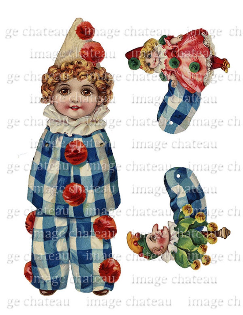 CLOWN Pierrot Mechanical Paper Toy Doll DIGITAL DOWNLOAD Printable ...