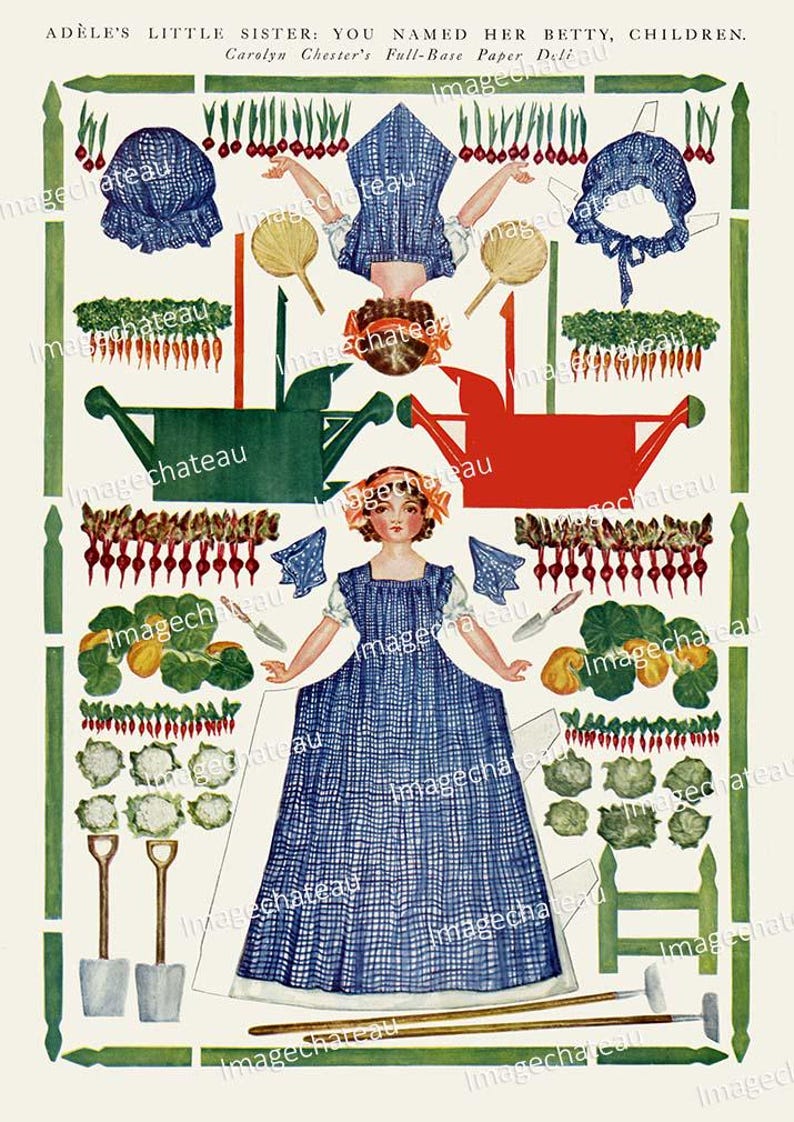 ADELE'S Little Sister Paper Dolls DIGITAL Download GARDENING Vegetables ...