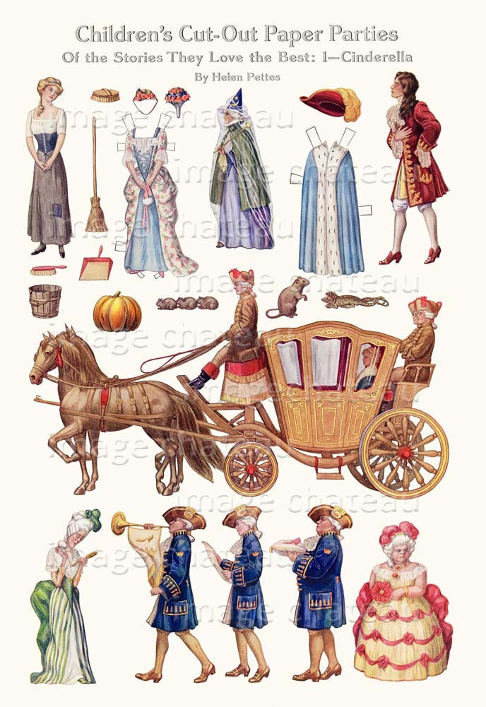 CINDERELLA Cut Out Paper Dolls DIGITAL DOWNLOAD Fairy | Etsy