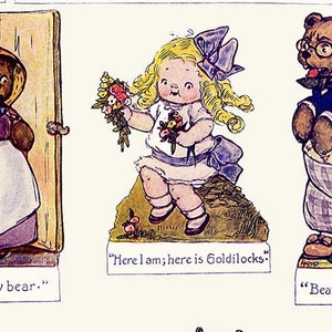GOLDILOCKS Three BEARS Cut Outs Digital DOWNLOAD Grace Drayton Baby ...