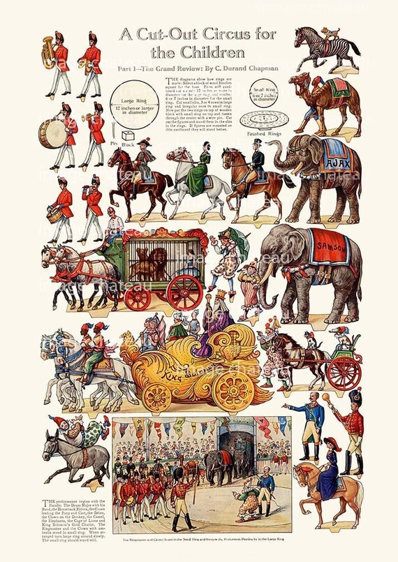 CIRCUS Animals Performers Cut Outs Digital DOWNLOAD Elephants | Etsy