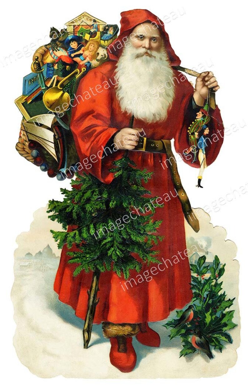 Christmas SANTA CLAUS Red Robe DIGITAL Download 9 Inch High Walking ...