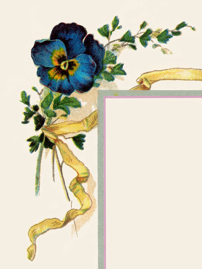 PANSY BORDER Add Your Own Text Photo Artwork DIGITAL Download Flowers ...