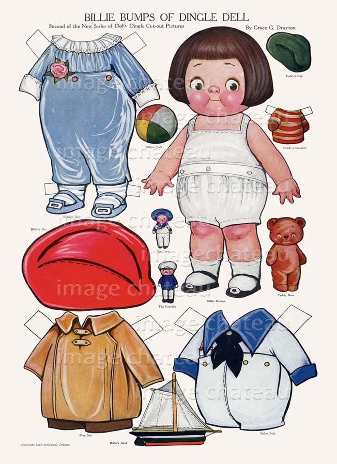 DOLLY DINGLE Paper Doll DIGITAL Download Toy Teddy Bear by Grace ...