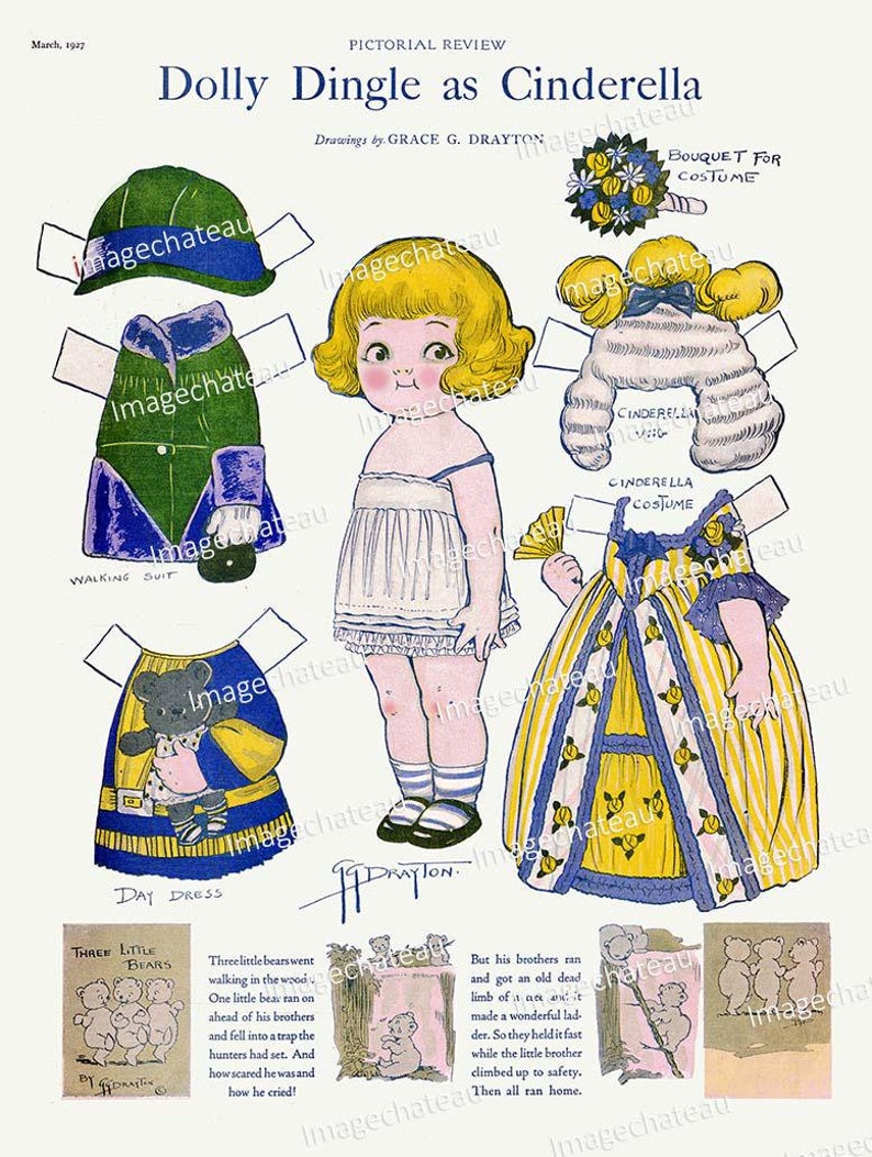 Cinderella DOLLY DINGLE Paper Doll Digital DOWNLOAD by Grace Drayton ...