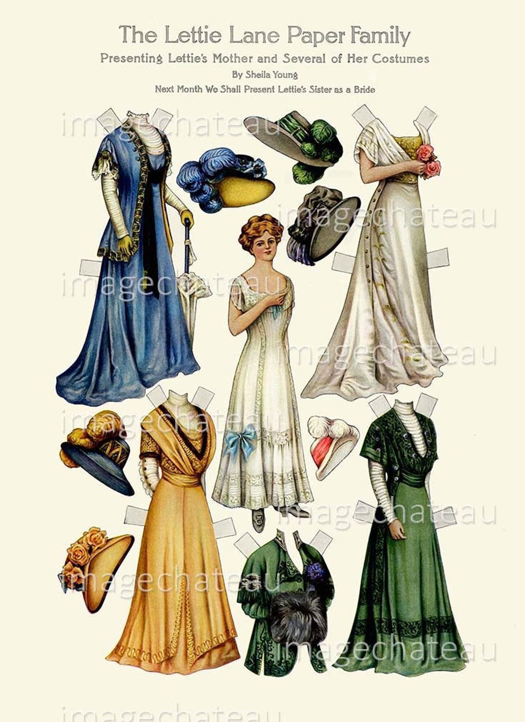 LETTIE LANE Paper Dolls DIGITAL Download Mother Edwardian Dresses Hats ...
