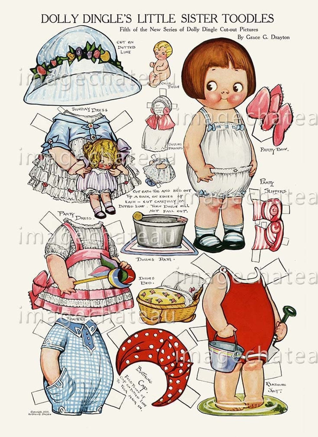 DOLLY DINGLE Sister Toodles Paper Doll DIGITAL Download Cut Out Toy ...