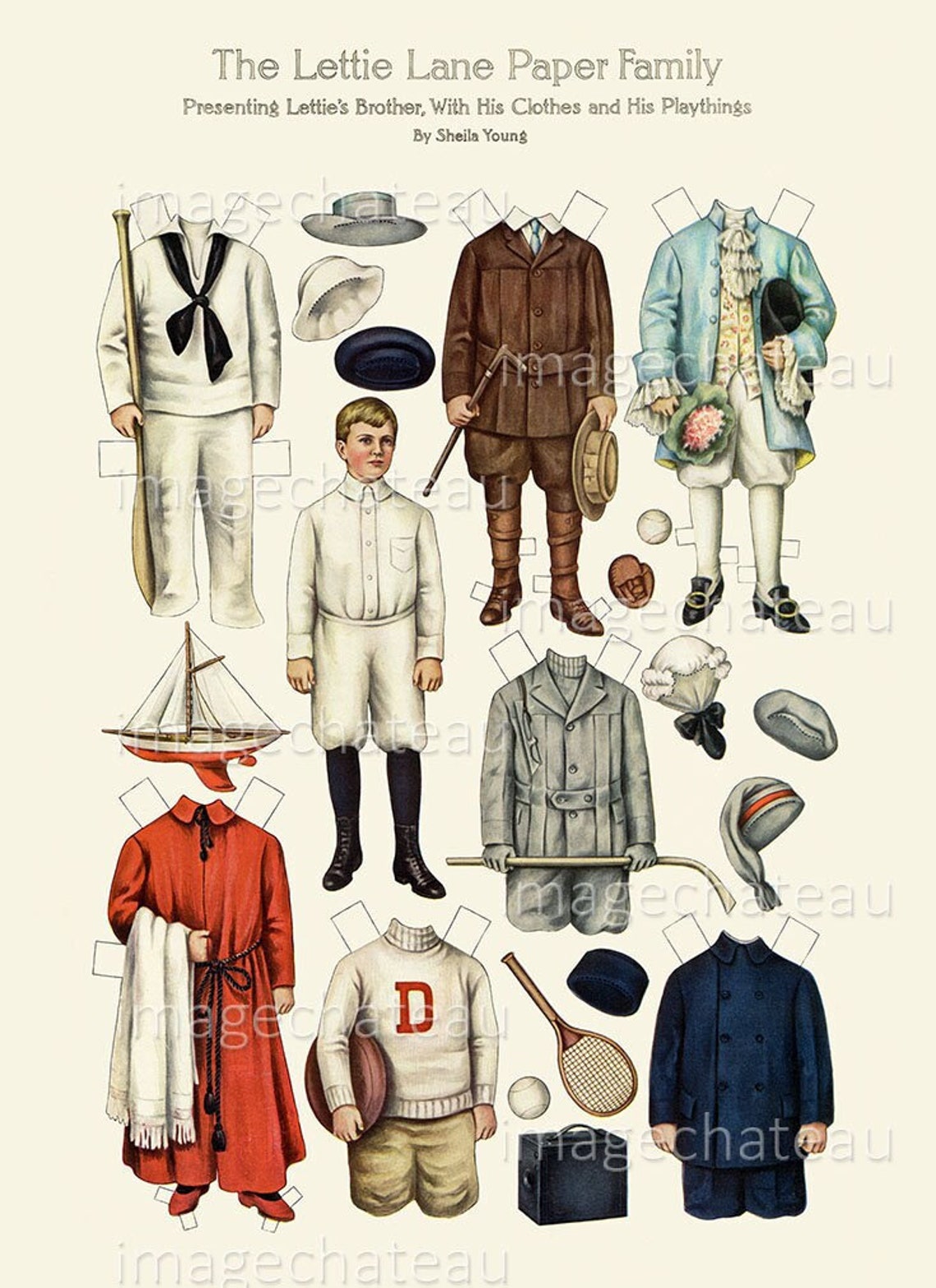 Lettie Lane BROTHER Paper Dolls DIGITAL DOWNLOAD Cut Outs Sailor Suit ...