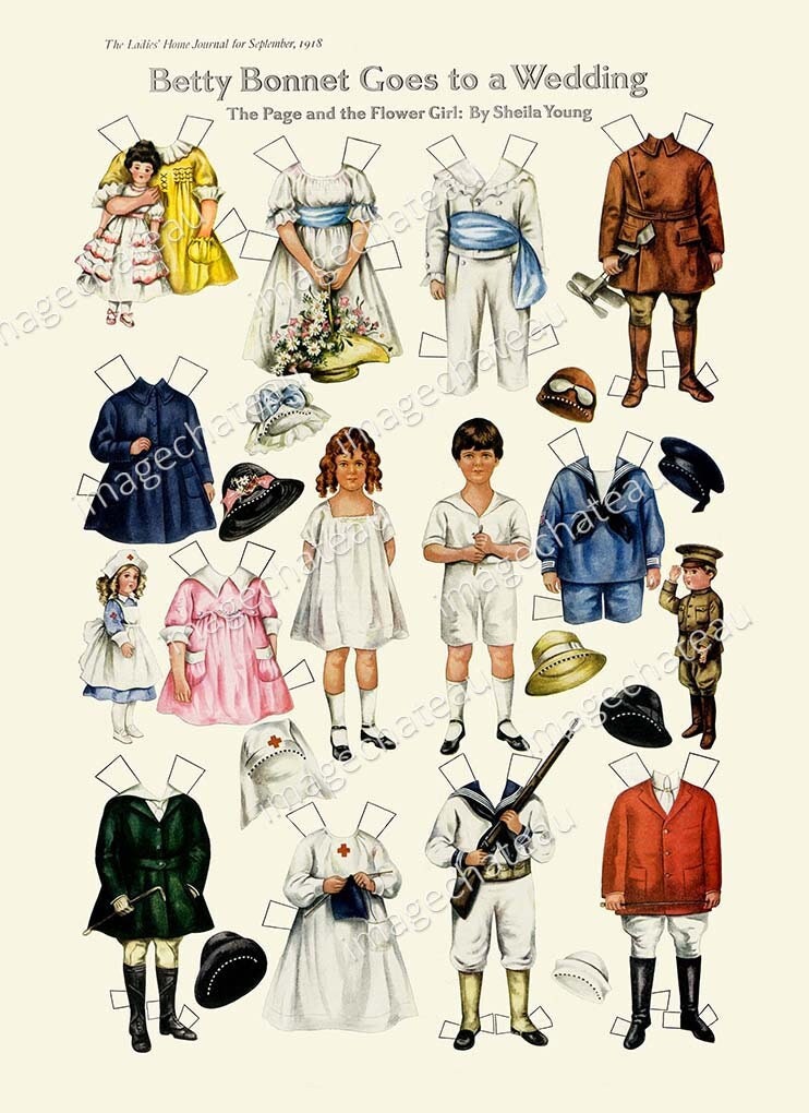 BETTY BONNET Paper Dolls DIGITAL Download Goes to Wedding Fancy Dresses ...