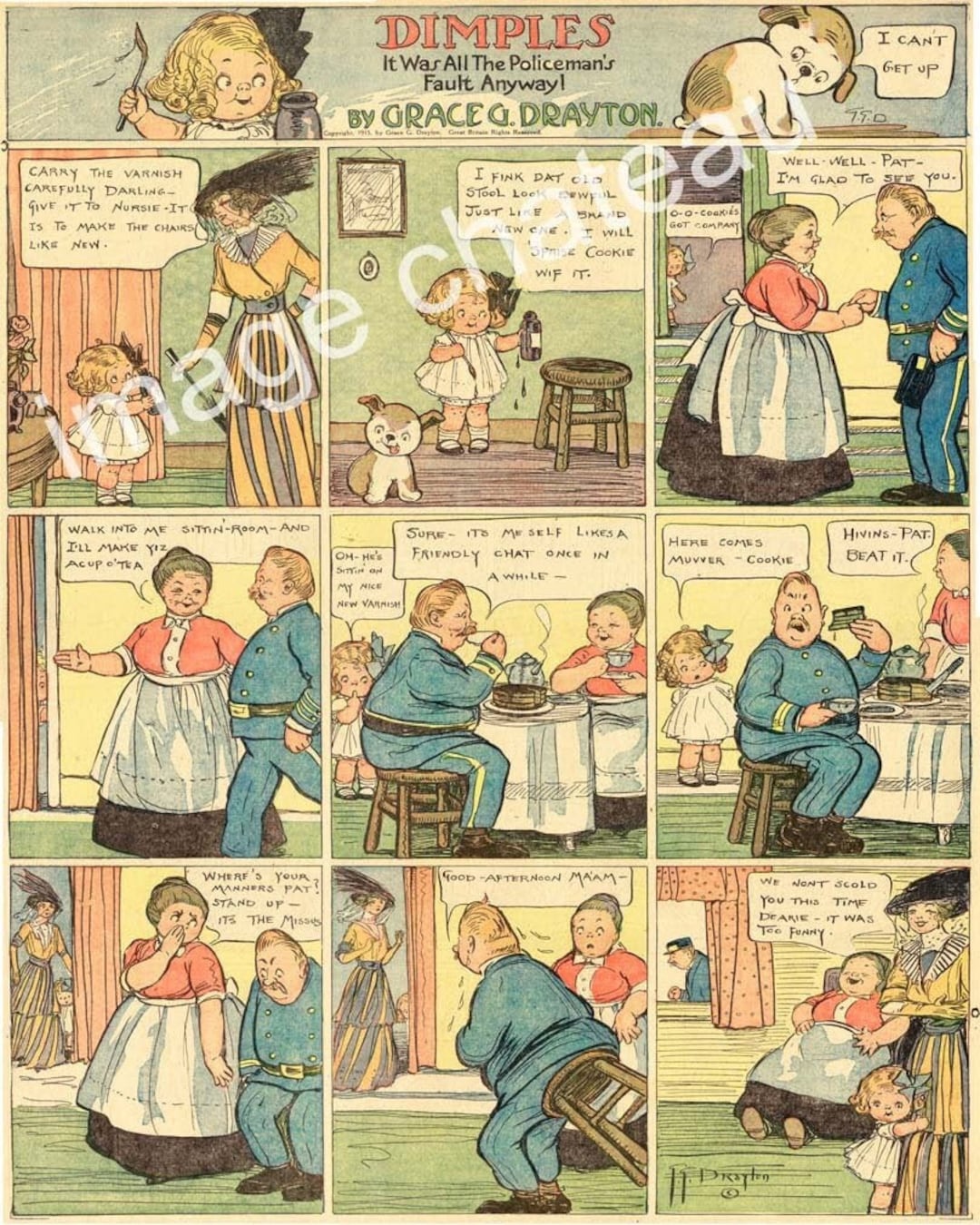 DIMPLES Grace Drayton DIGITAL DOWNLOAD Comic Strip Page Little Girl ...