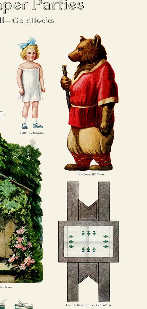 THREE BEARS & Goldilocks Fairy Tale Cut Outs Paper Dolls DIGITAL ...