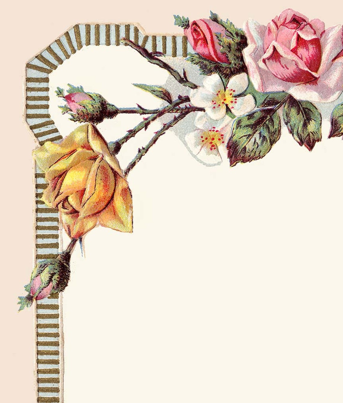 Floral Border DIGITAL DOWNLOAD for Scrapbook Junk Journal PINK Yellow ...