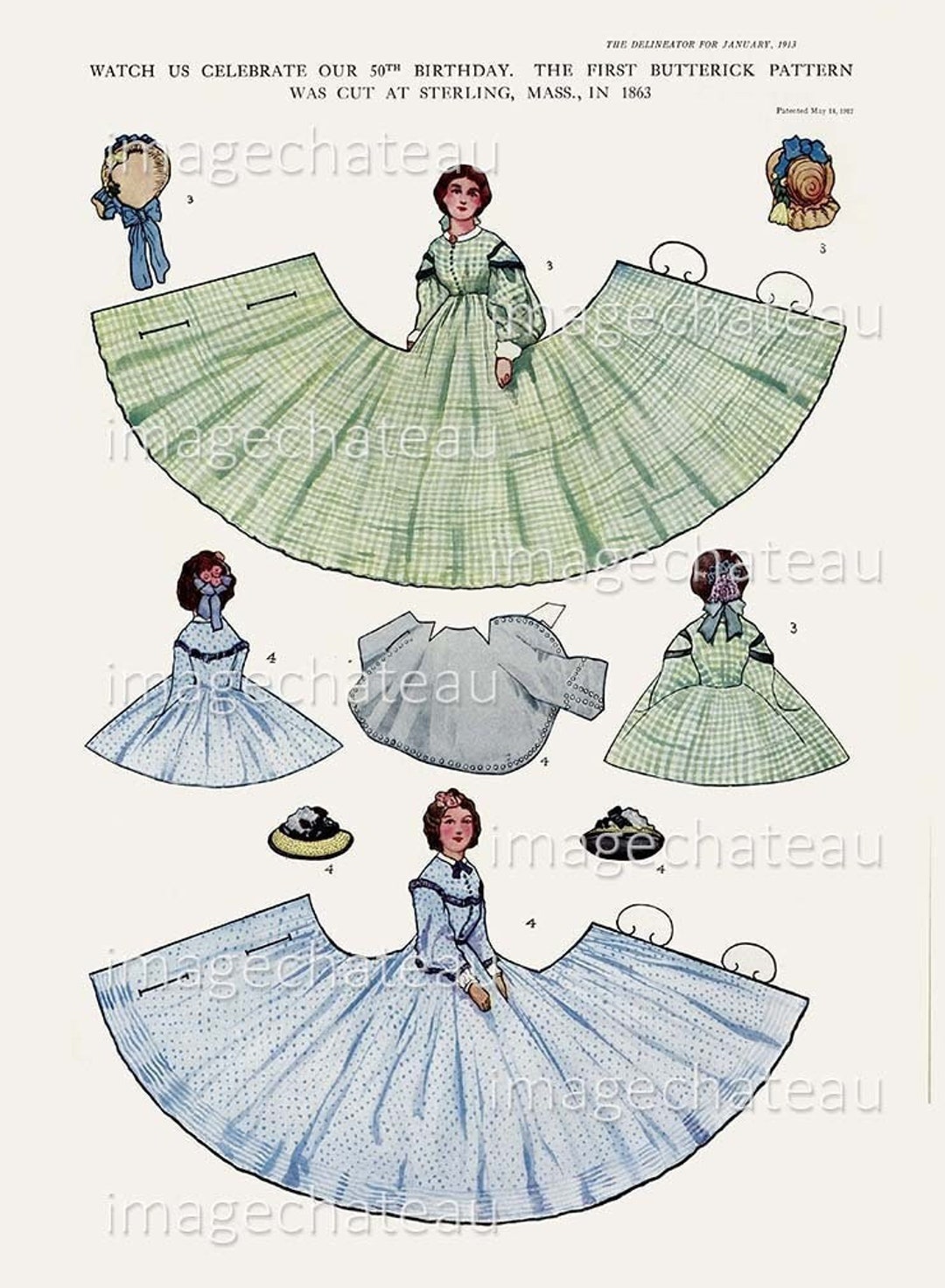 CIVIL WAR Paper Doll DIGITAL Download Front Back Wrap Around Dress 1863 ...