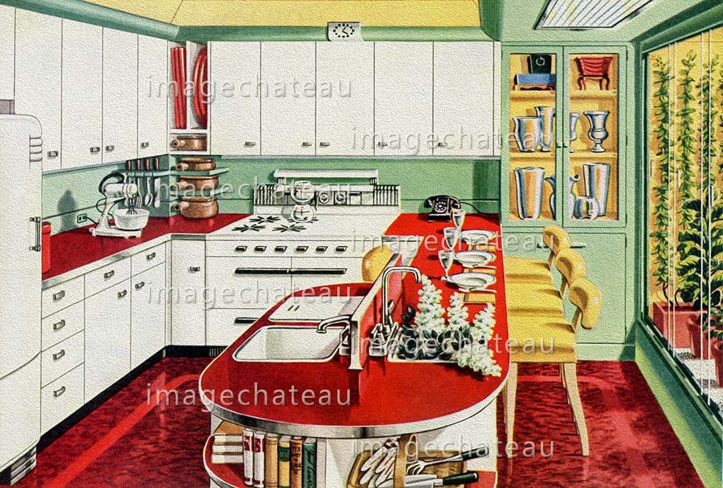 Red Mid Century Modern Kitchen Designs