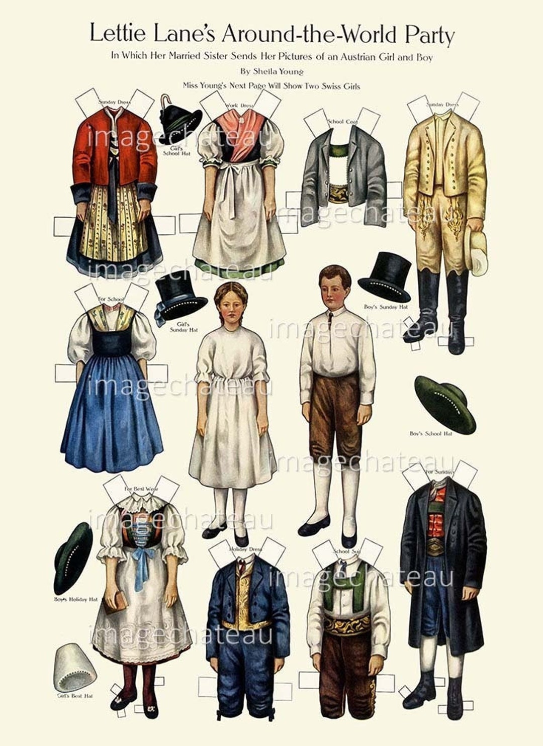 Austria Trip LETTIE LANE Paper Dolls DIGITAL Download Austrian Children ...