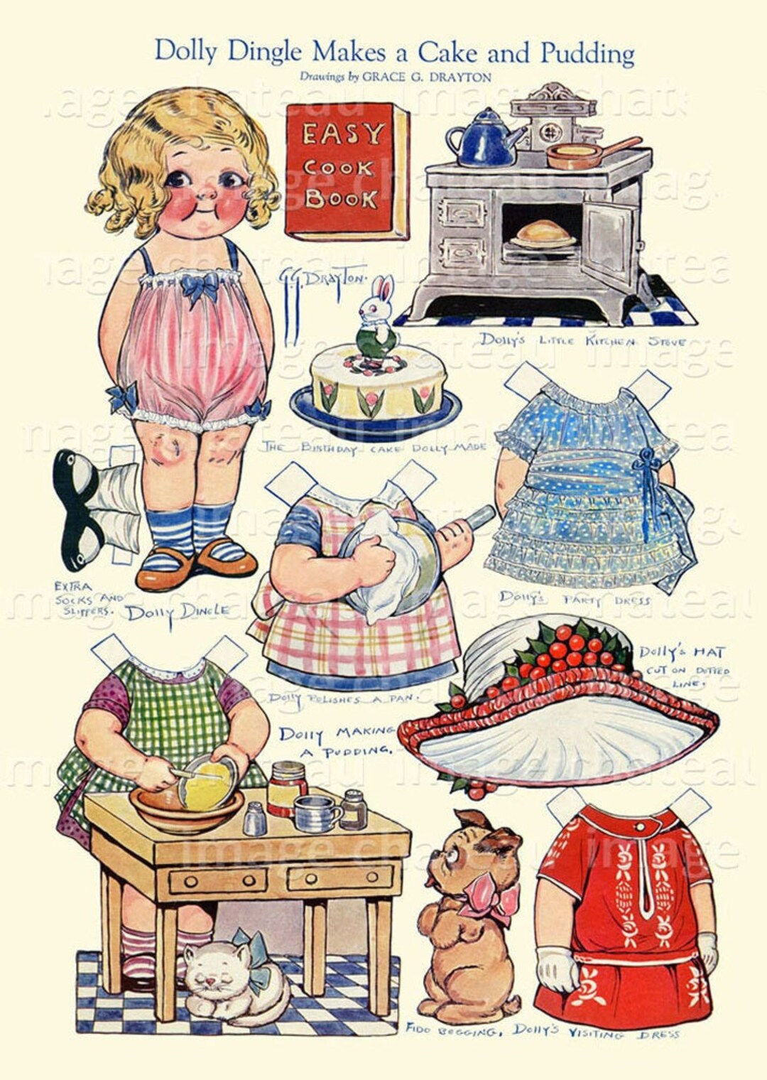 DOLLY DINGLE Paper Doll Cook Digital DOWNLOAD by Grace Drayton ...