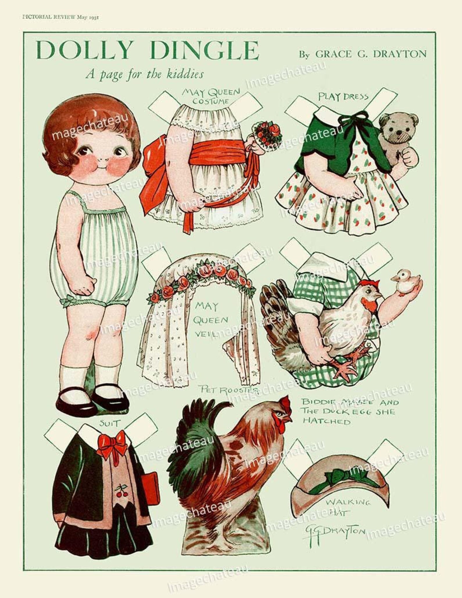 May Queen DOLLY DINGLE Paper Doll Digital DOWNLOAD by Grace Drayton ...
