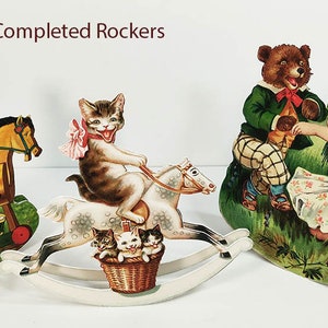 Cat ROCKING Horse Paper Toy DIGITAL DOWNLOAD Basket of Kittens Rocker ...
