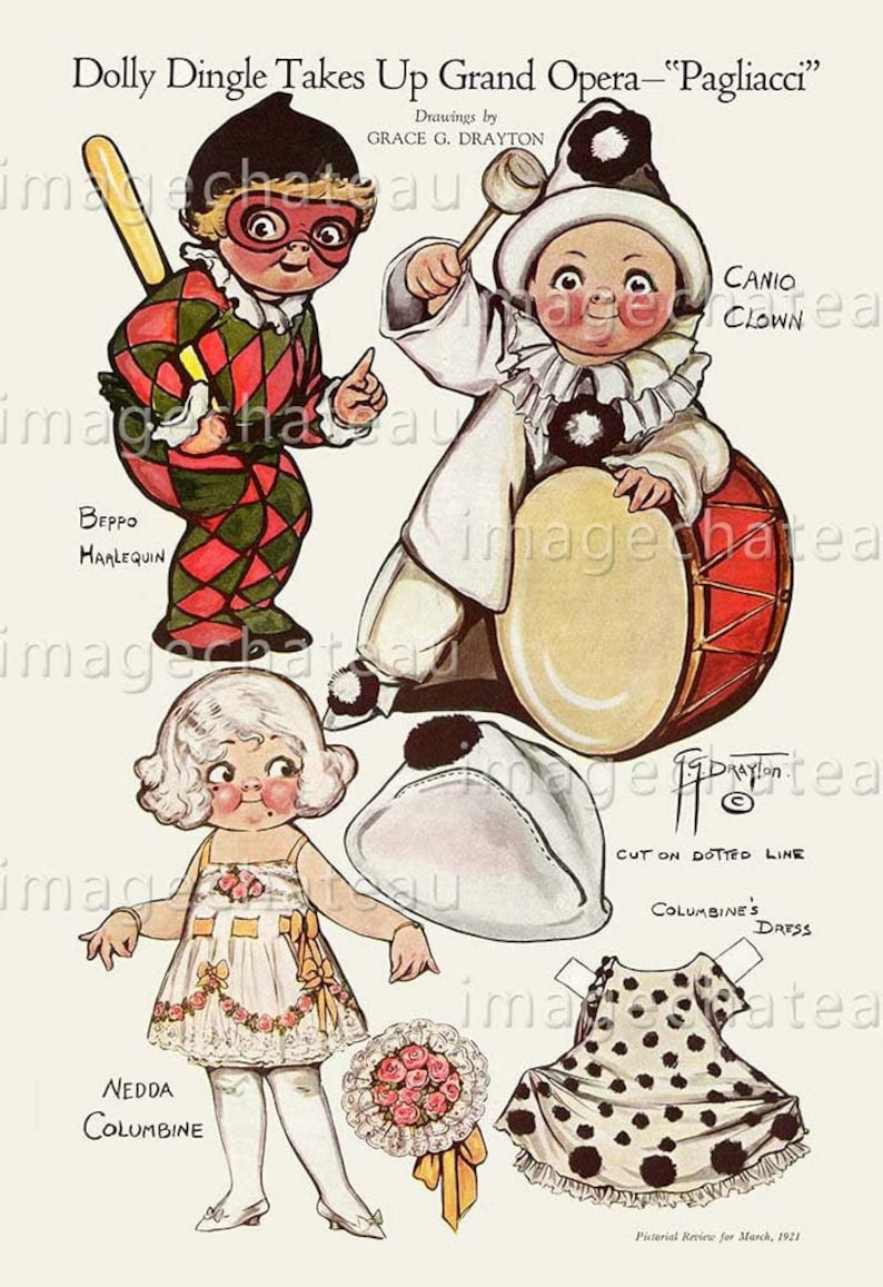 Pagliacci Opera DOLLY DINGLE Paper Doll Digital Download Theater ...
