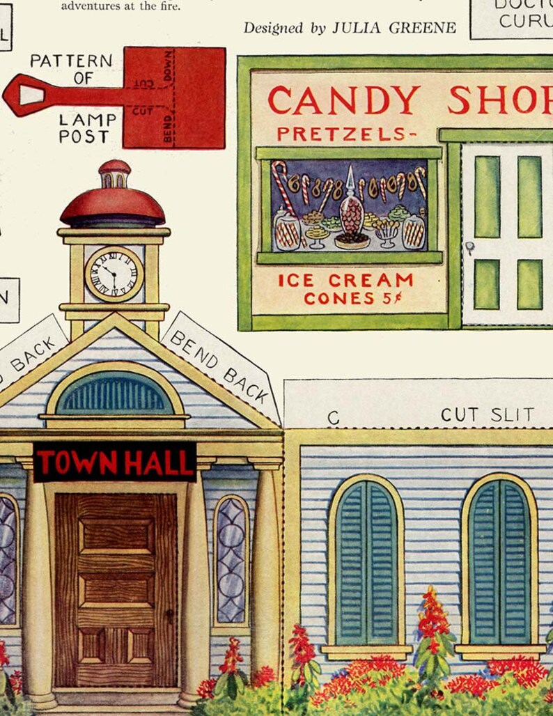 Town Hall TINYTOWN Cut Outs DIGITAL Download 1915 Candy Store ...